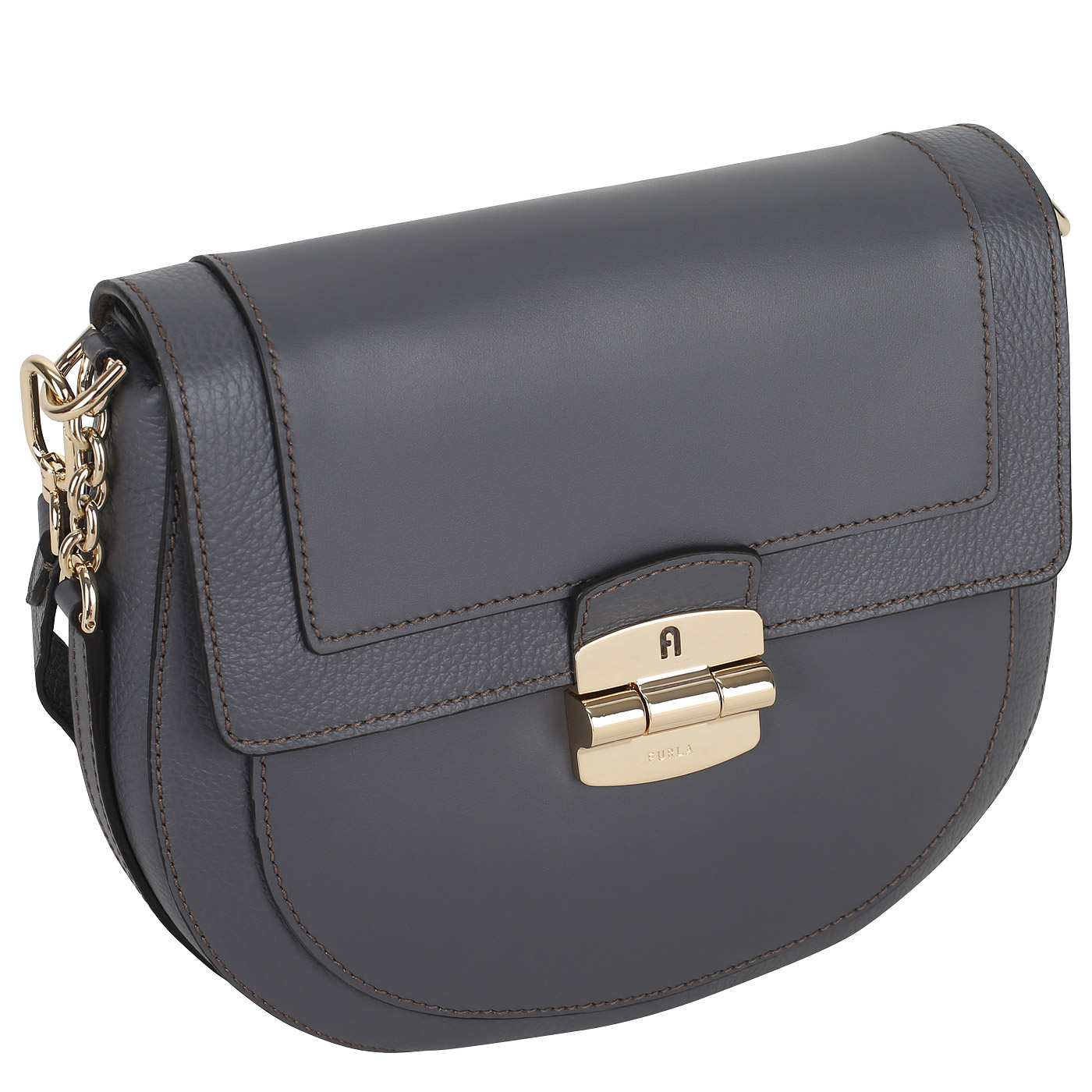 Кожаная сумка-седло Furla Club 2 WB00525_soil - 2000558525060 серый ...