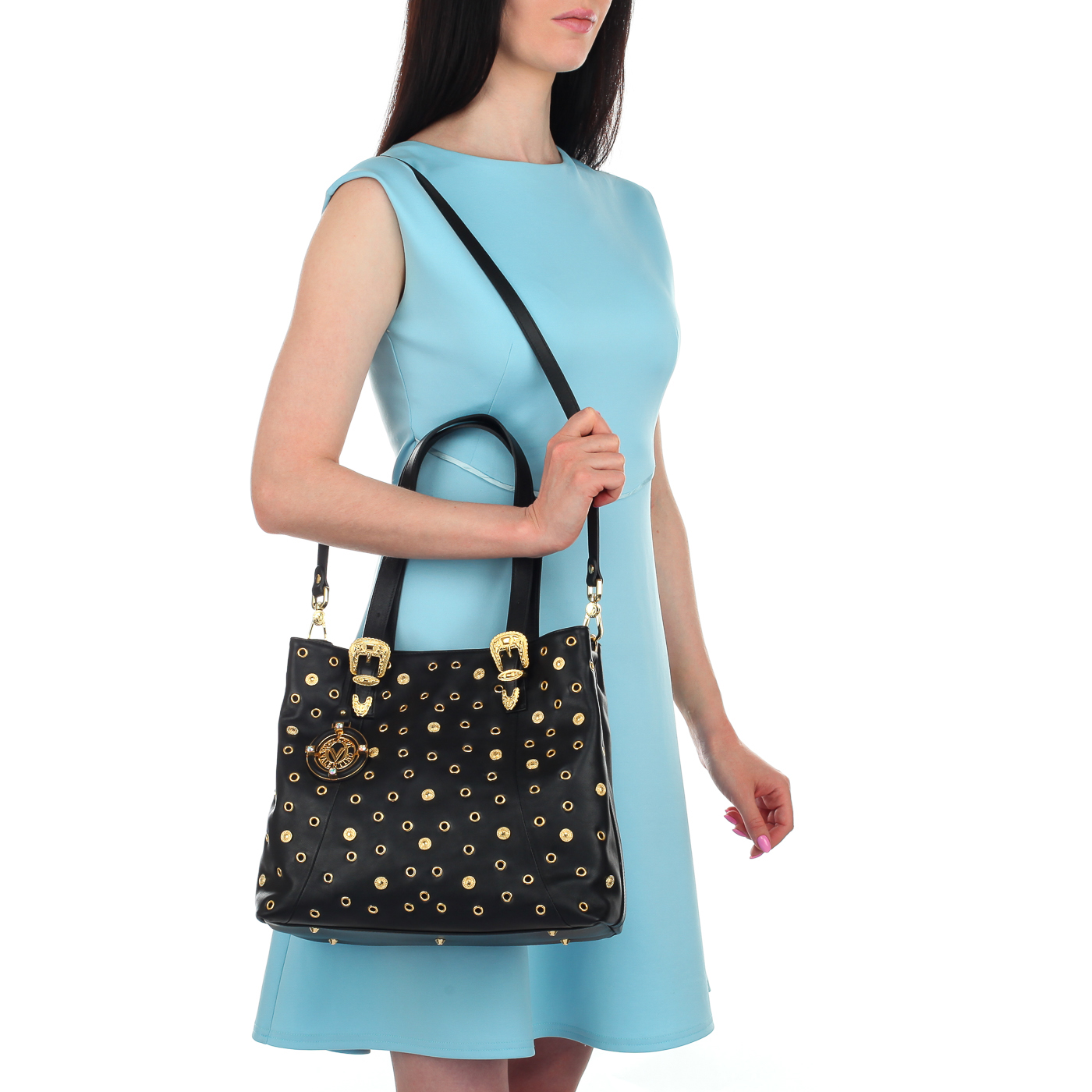 Женская сумка из черной натуральной кожи Valentino Orlandi Western ...