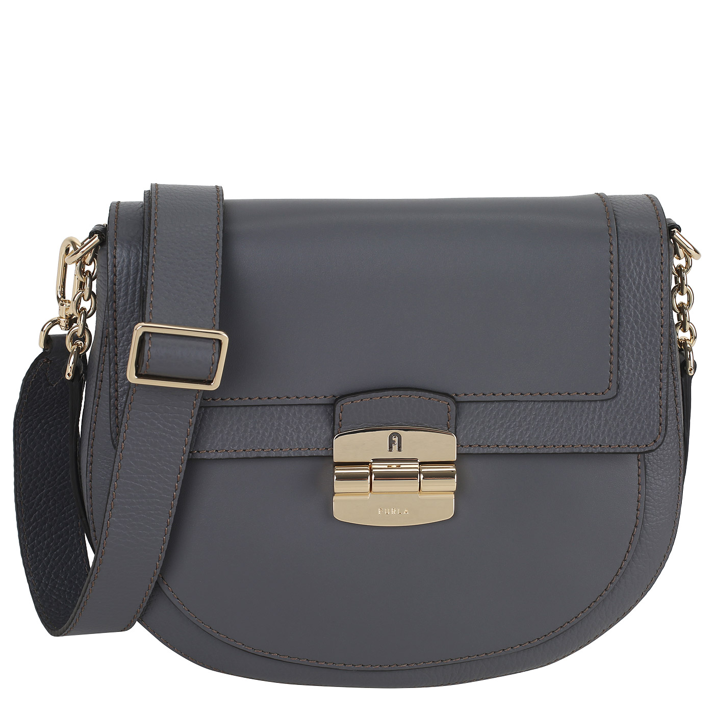 Кожаная сумка-седло Furla Club 2 WB00525_soil - 2000558525060 серый ...